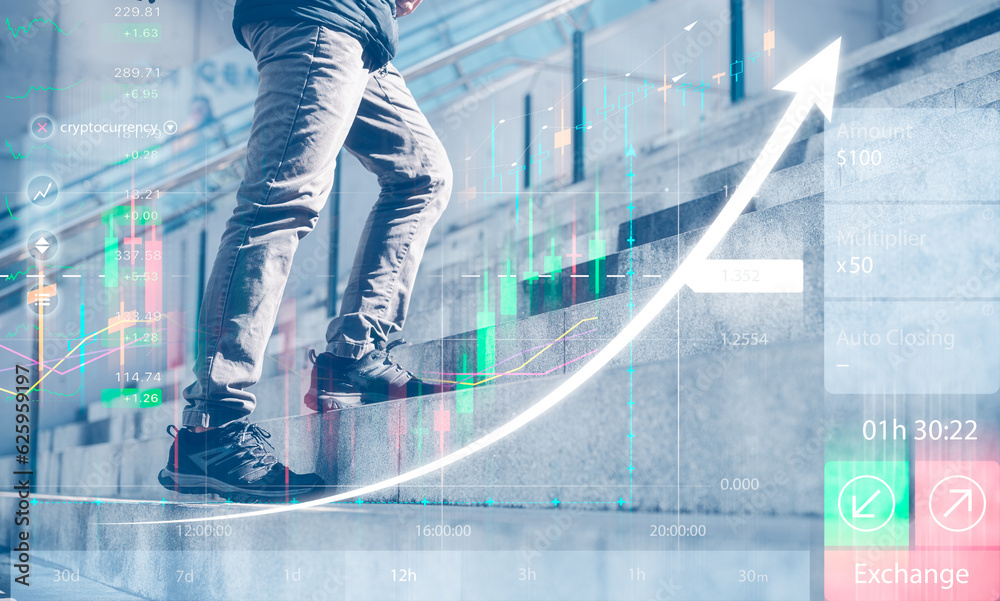 investment stock market trading concept, Motivation and challenging ...