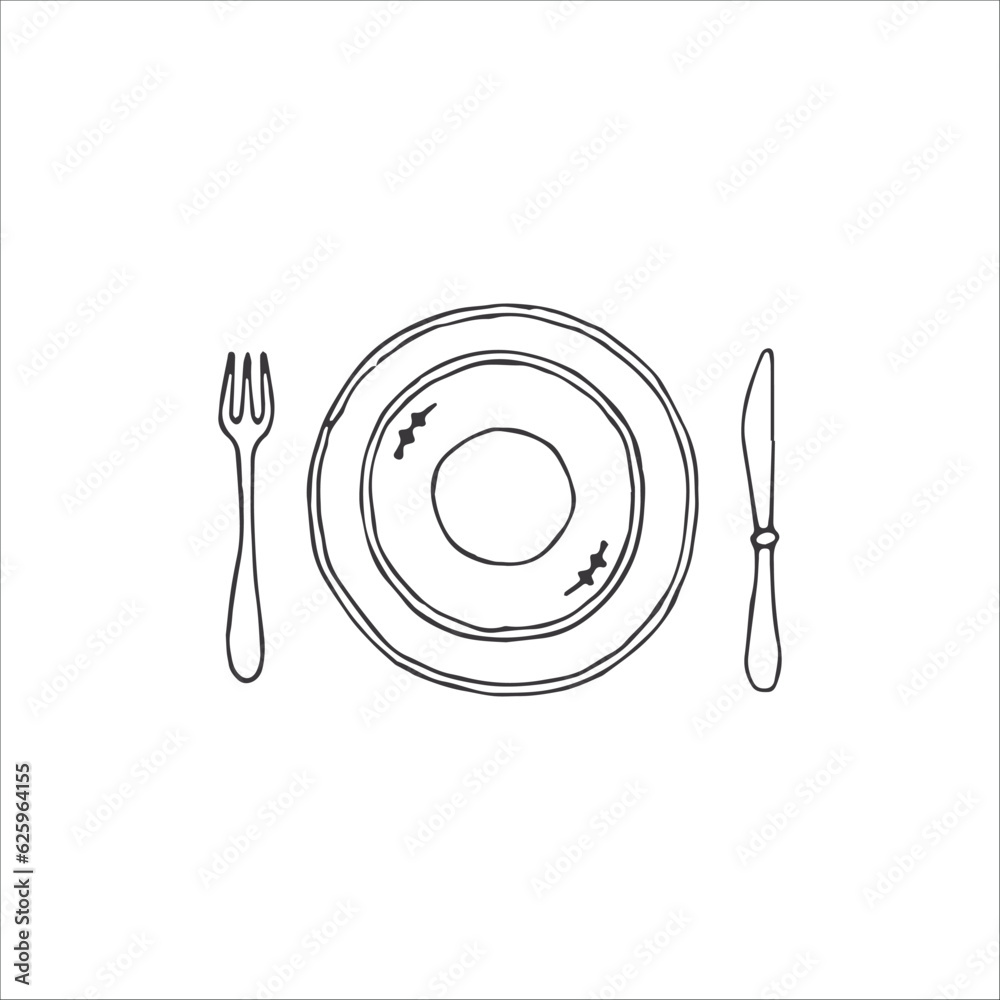 Classic plate drawing, plate illustration, Wedding design element ...