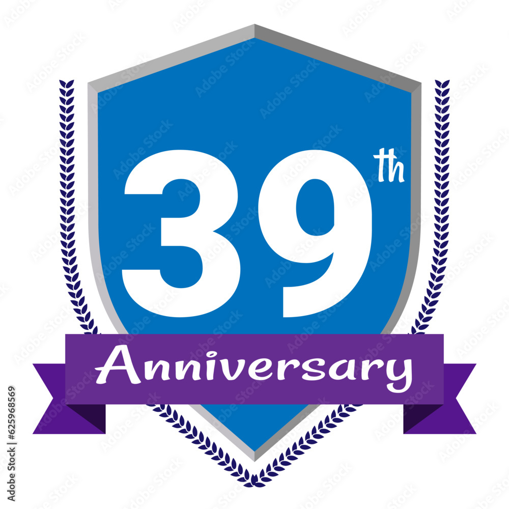 39th Anniversary. Anniversary sign collection isolated on white ...