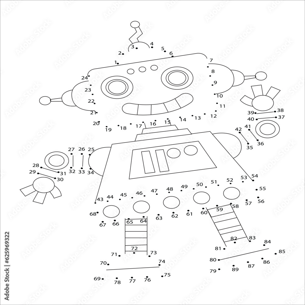 Vecteur Stock Connect points. Cartoon robot picture, vector character ...