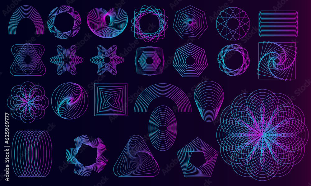 Abstract geometric elements set vector for color gradient background, web design, social media ...