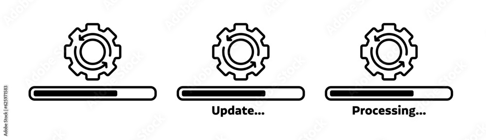 System update software status bar icon set. work progress vector symbol ...