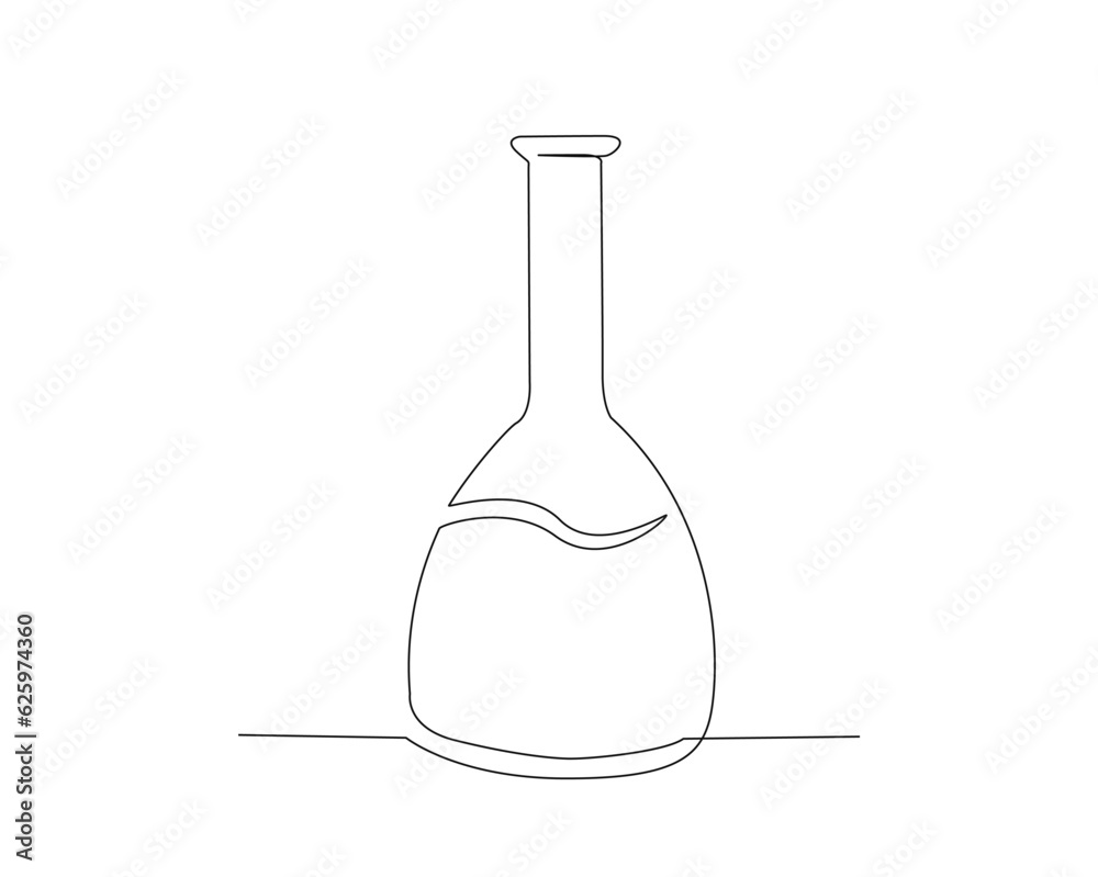 Continuous one line drawing of laboratory test tube. laboratory ...