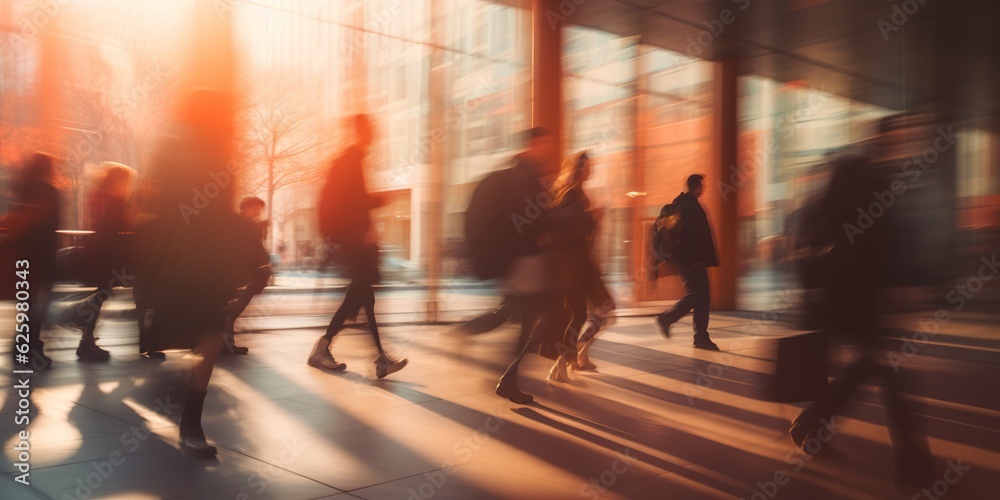 a modern office interior with the hustle and bustle of busy business ...