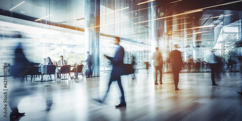 Foto de a modern office interior with the hustle and bustle of busy ...