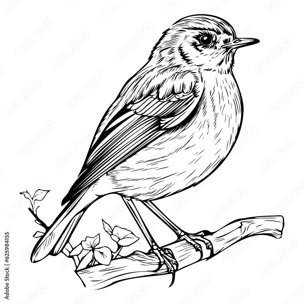 European robin silhouette, European robin mascot logo, European robin ...