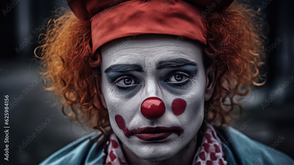 Depressed Clown. Sad Clown. Image with a copy space. Unhappy Clown ...