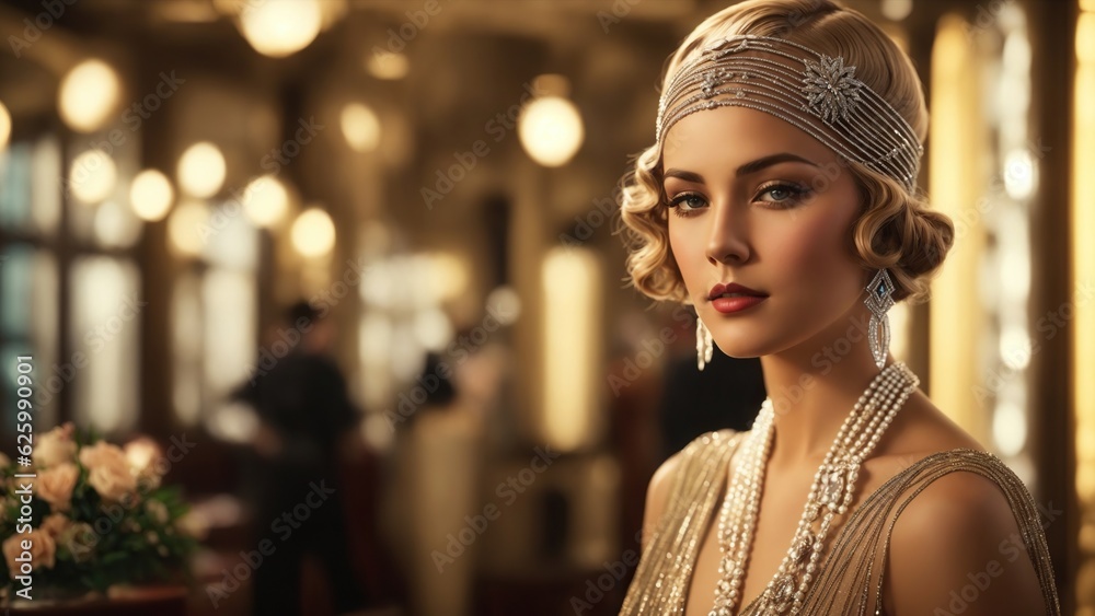 Vintage retro model in 1920s art deco style Stock Illustration | Adobe ...