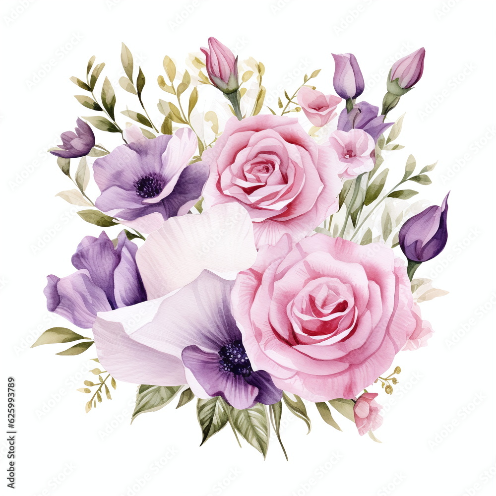 Flowers to decorate a wedding card, Roses and Eustoma, light pink ...