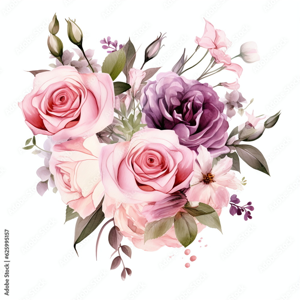Flowers to decorate a wedding card, Roses and Eustoma, light pink ...