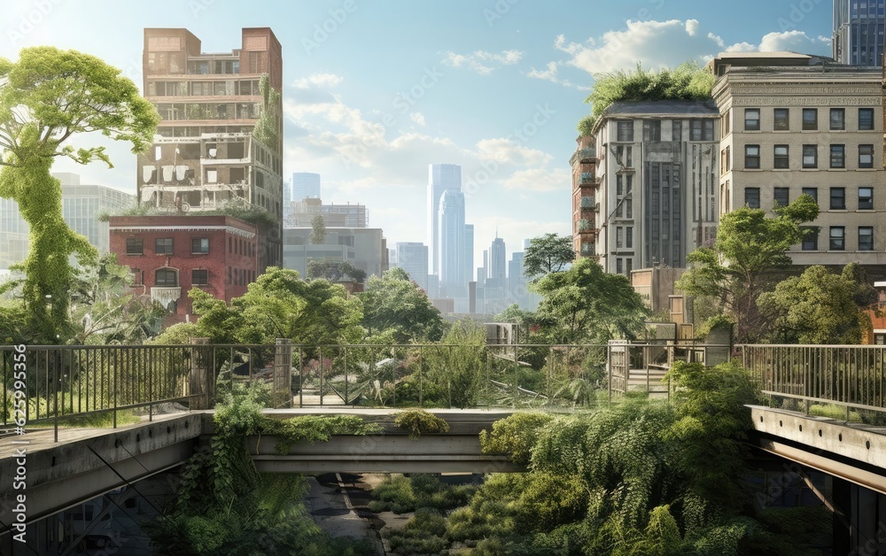 Rewilding the city, the big city transformed into a lush urban jungle ...