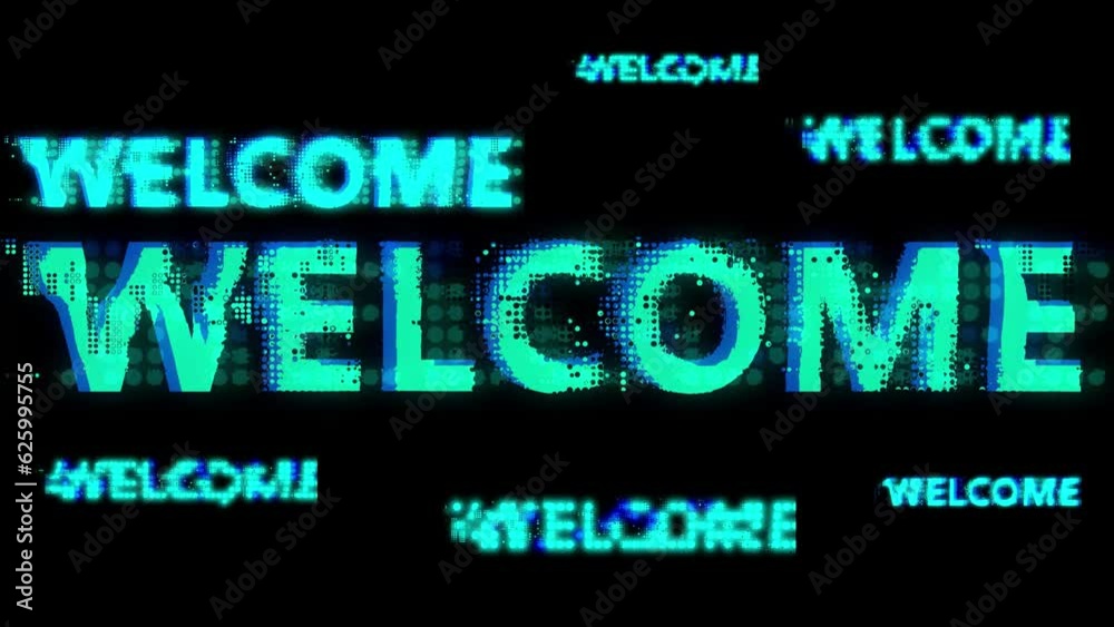 welcome text title animation video with glowing glitch effect. Modern ...