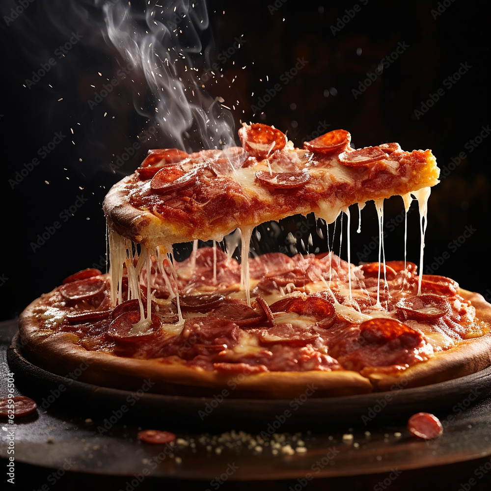 Fresh homemade Italian pizza Margherita with buffalo mozzarella and ...