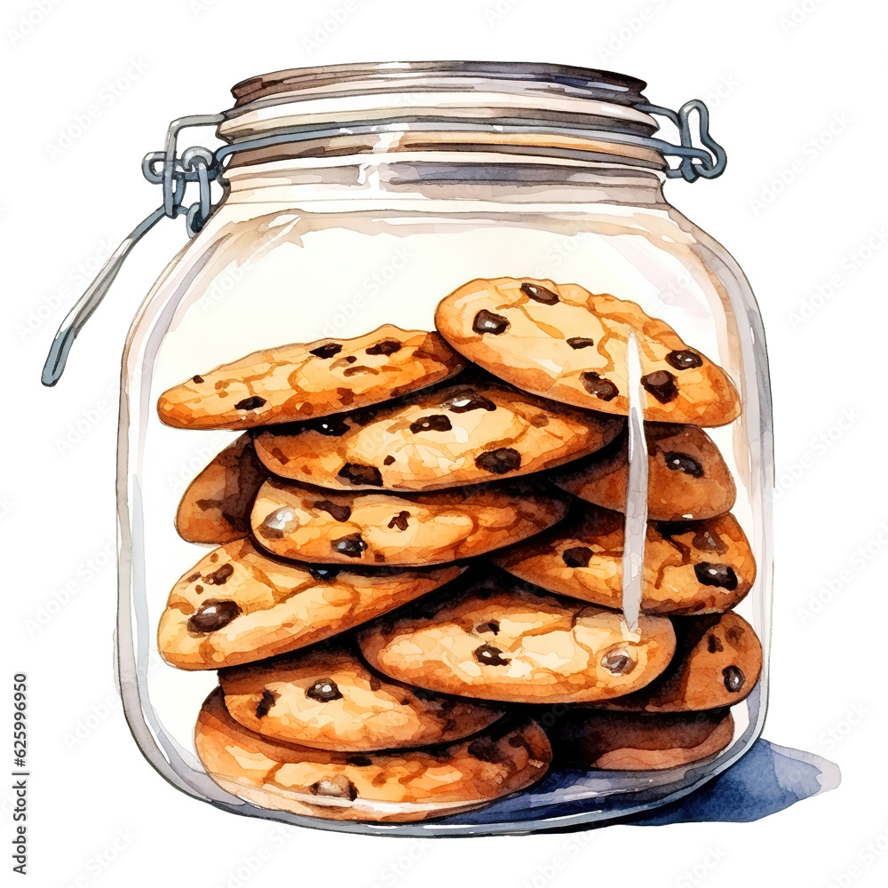 Jar of Cookie Biscuit Clipart isolated on Transparent Background. Stock ...