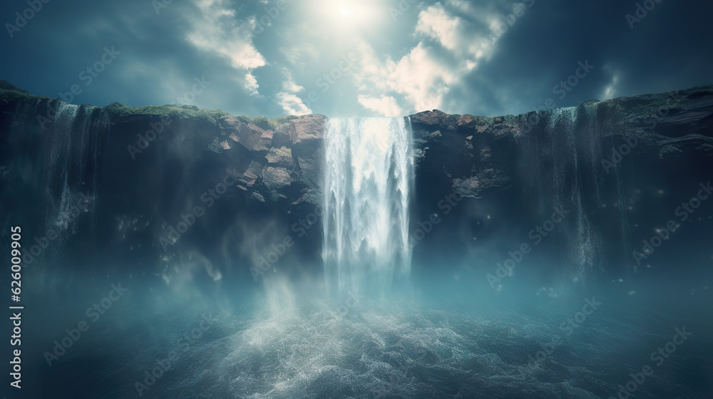 Surreal waterfall that defies gravity. Waterfall with a mesmerizing and ...