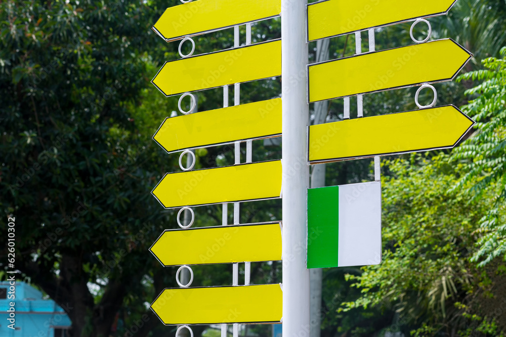Roadside steel-making signposts are used to display instructions and ...