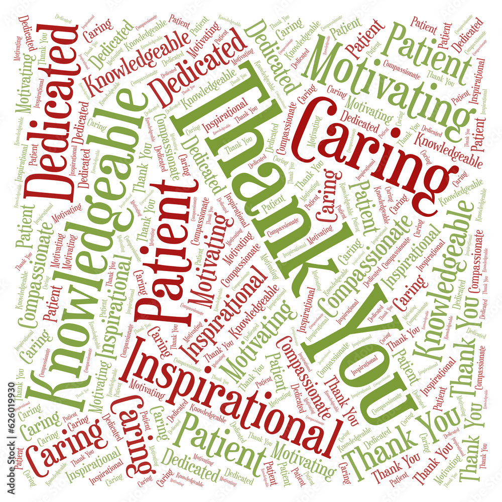 Thank You Square Word Cloud - Words to describe your Teacher Stock ...