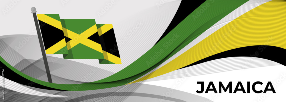 Jamaica flag for national day banner, green yellow black colors ...