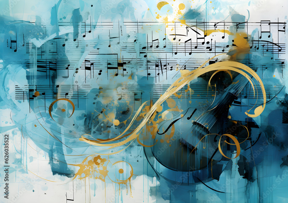 Abstract music background with notes Stock Illustration | Adobe Stock