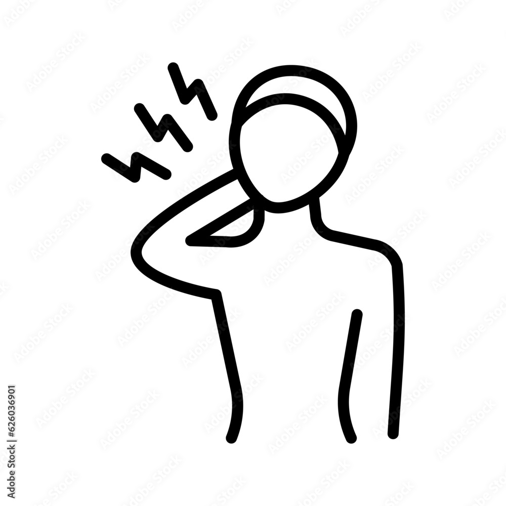 Human neck icon. Linear human neck, medical, body outline icon. Text ...