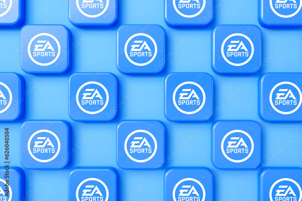 LONDON, UK - July 2023: EA Sports company logo, Electronic arts is a ...