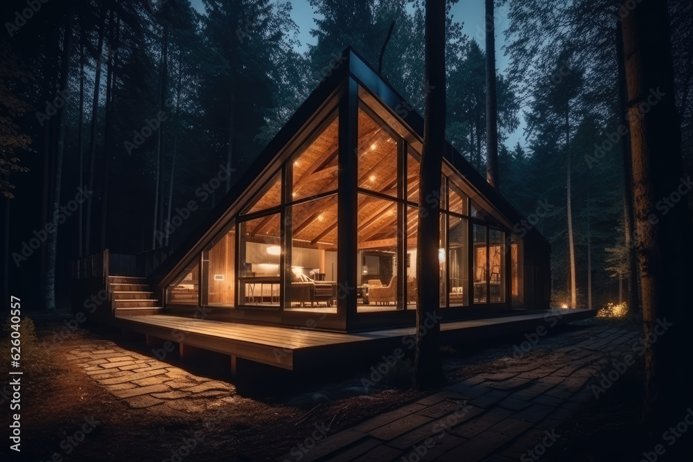 Modern luxury villa exterior in minimal style for luxury glamping ...