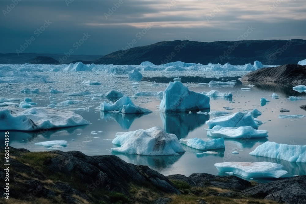 Greenland ice sheet. Climate Change. Iceberg afrom glacier in arctic ...