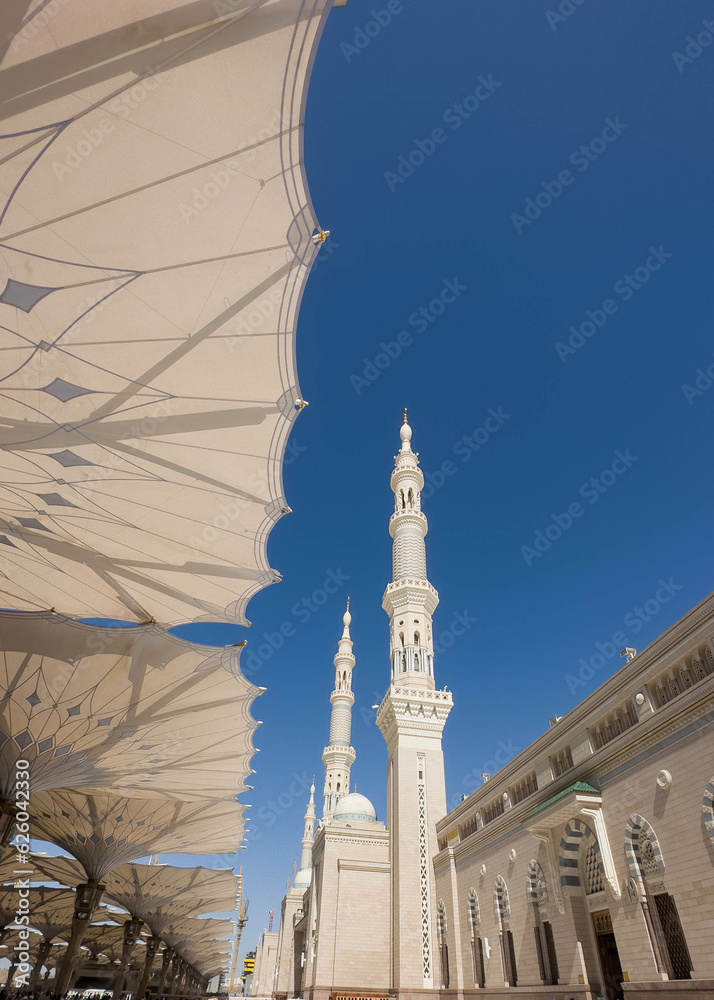 The mosque was founded by Prophet Muhammad. The famous umbrellas and ...