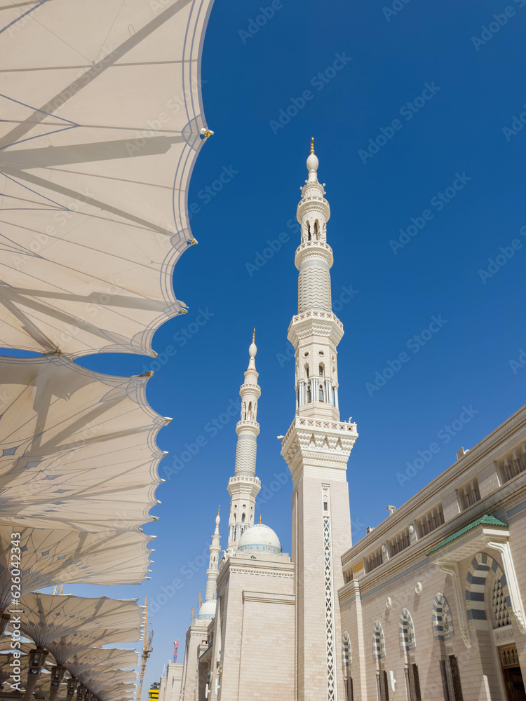 The mosque was founded by Prophet Muhammad. The famous umbrellas and ...