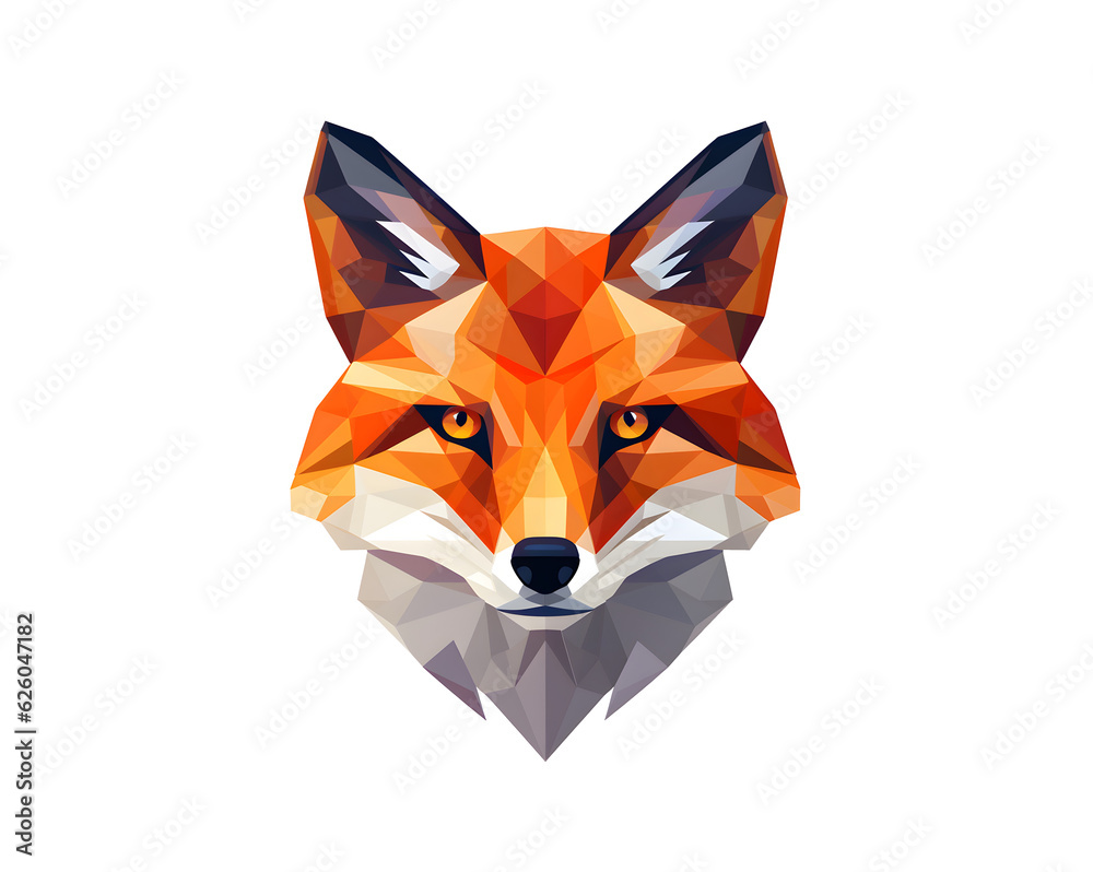 Polygon fox face isolated transparent background Generative AI - PNG ...