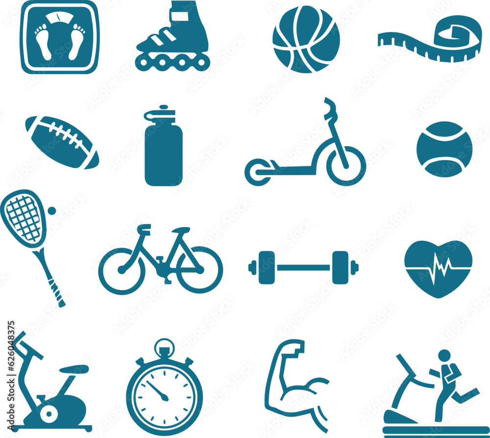 gym physical fitness and physical training vector art design, icon ...