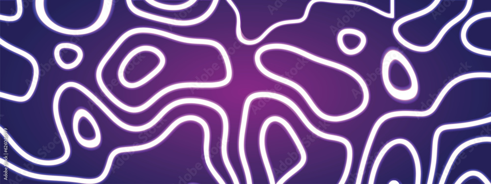 Abstract neon background of topographic map concept. Magic neon light ...