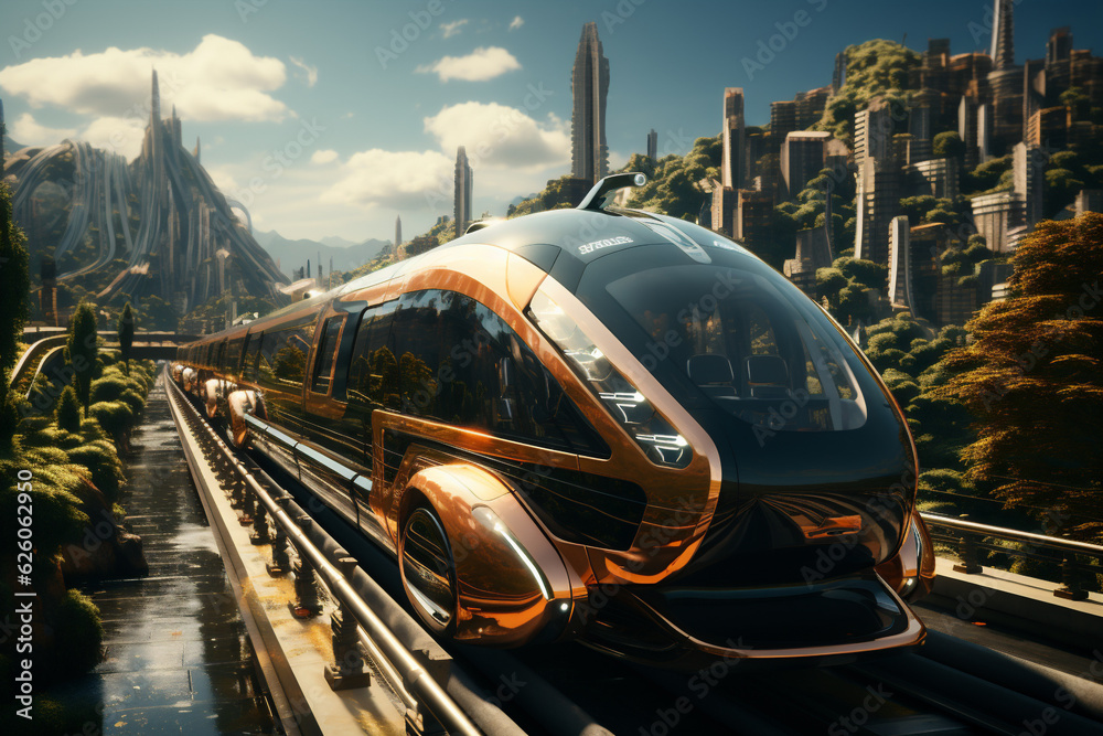 Fantasy city of the future Athene, Greece. Flying futuristic extremely ...