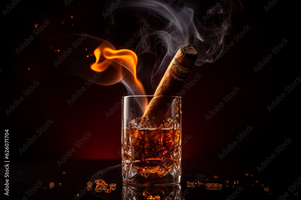 Cigar, cylindrical tobacco leaf twist, smoked, Cuban, tobacco smoking ...