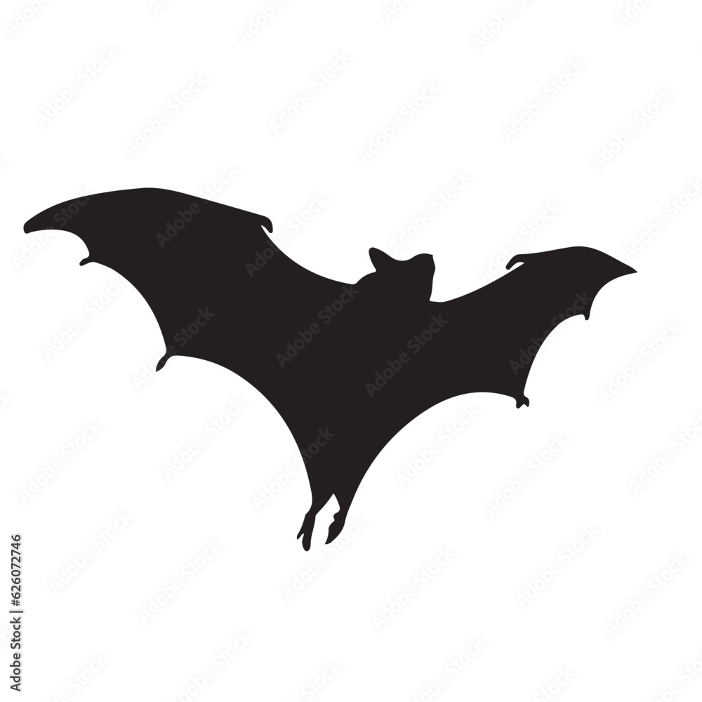 Black bat vector silhouette isolated on white background. Stock Vector ...
