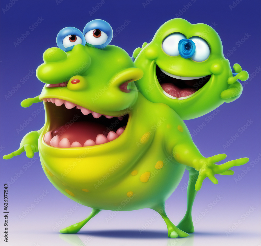 Funny human-like virus character with an evil expression. A symbol of ...