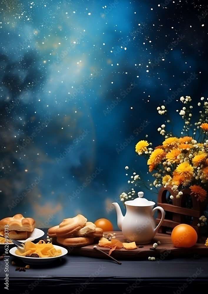 Enchanting breakfast invitation card backgrounds a feast of flavors ...