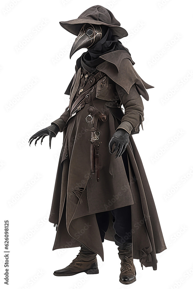 Masked plague doctor from the 17th century full body . isolated object ...