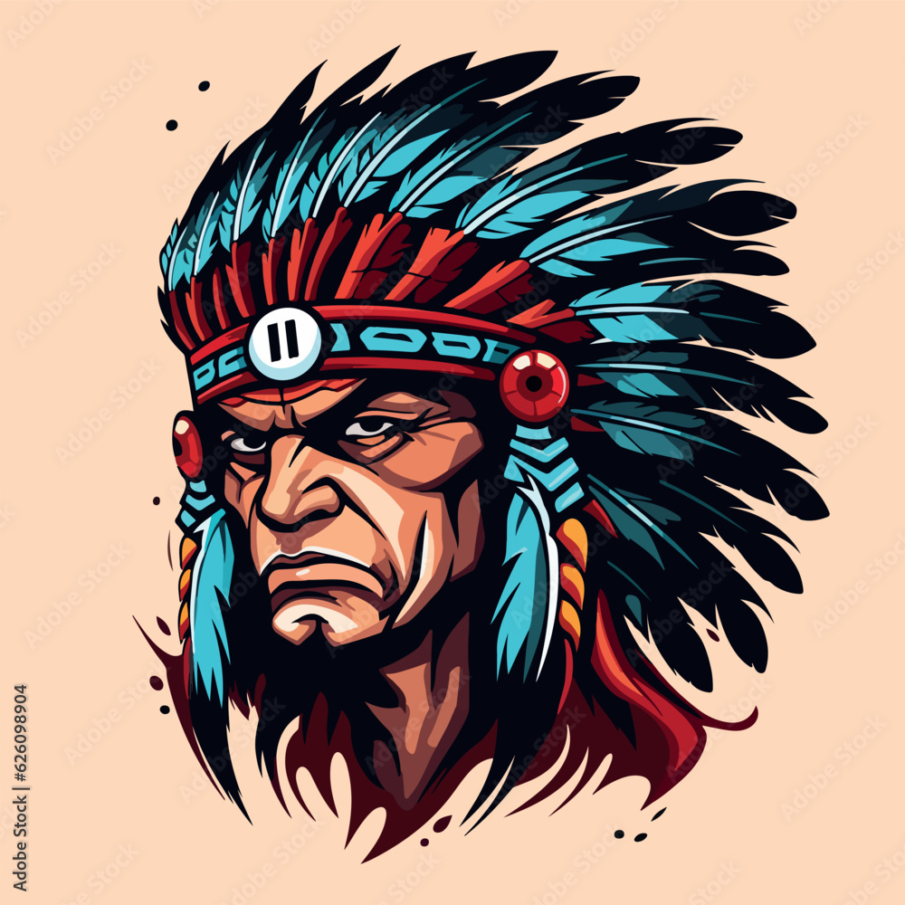 Apache Warrior Mascot Logo Design Vector, Modern Style for Badge ...