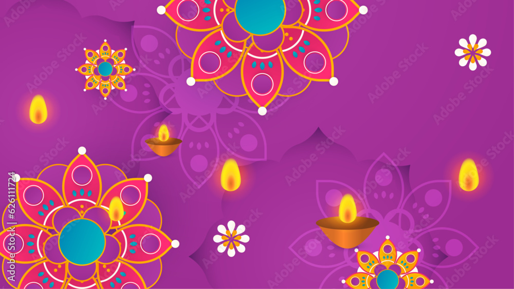 Happy Diwali. Paper Graphic of Indian Rangoli. Rangoli - A traditional ...