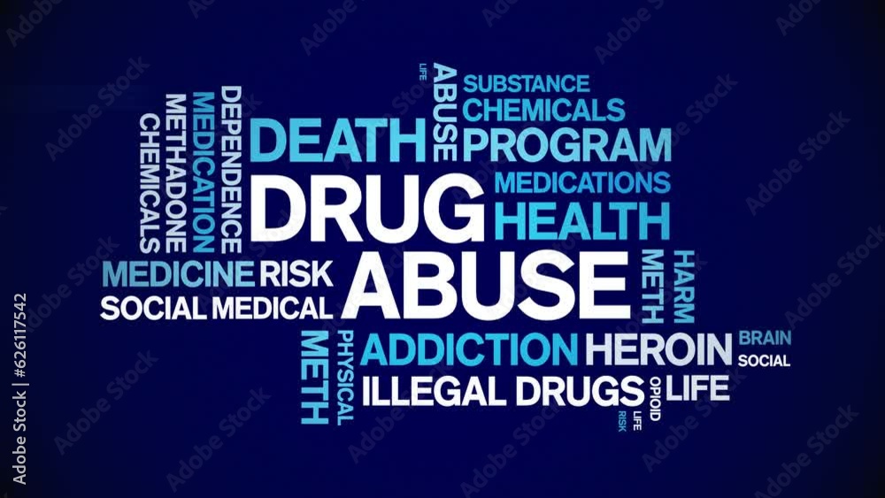 Drug Abuse animated tag word cloud;text design animation kinetic ...