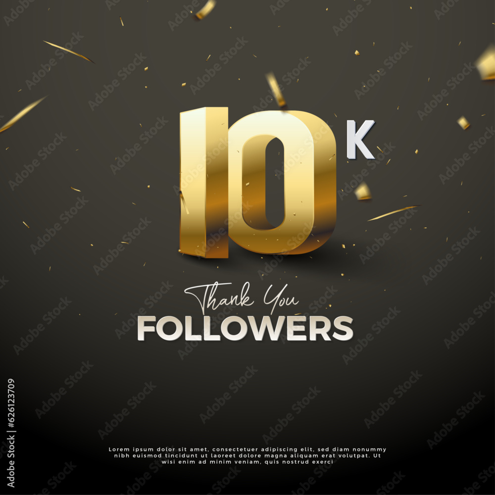 celebration of 10k followers with realistic standing gold figure ...