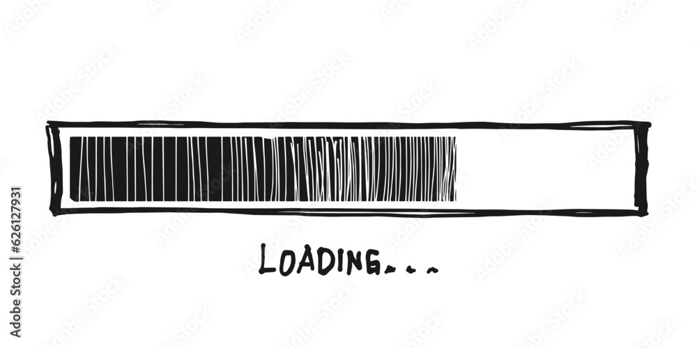 Loading bar doodle. Infographic element. Hand drawn of internet loading ...