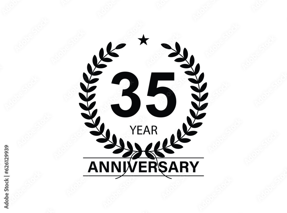 35 years anniversary pictogram vector icon, 35th year birthday logo ...