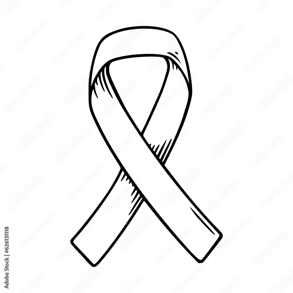 Ribbon for HIV awareness day. HIV and AIDS awareness symbol. Sketch vector illustration isolated ...