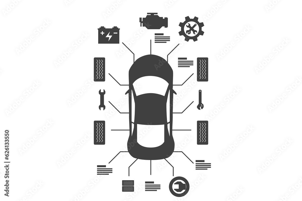 Digital png illustration of car with parts on transparent background ...