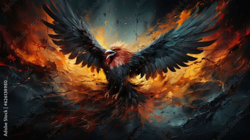 Background image illustrating a stylized phoenix in the style of ...