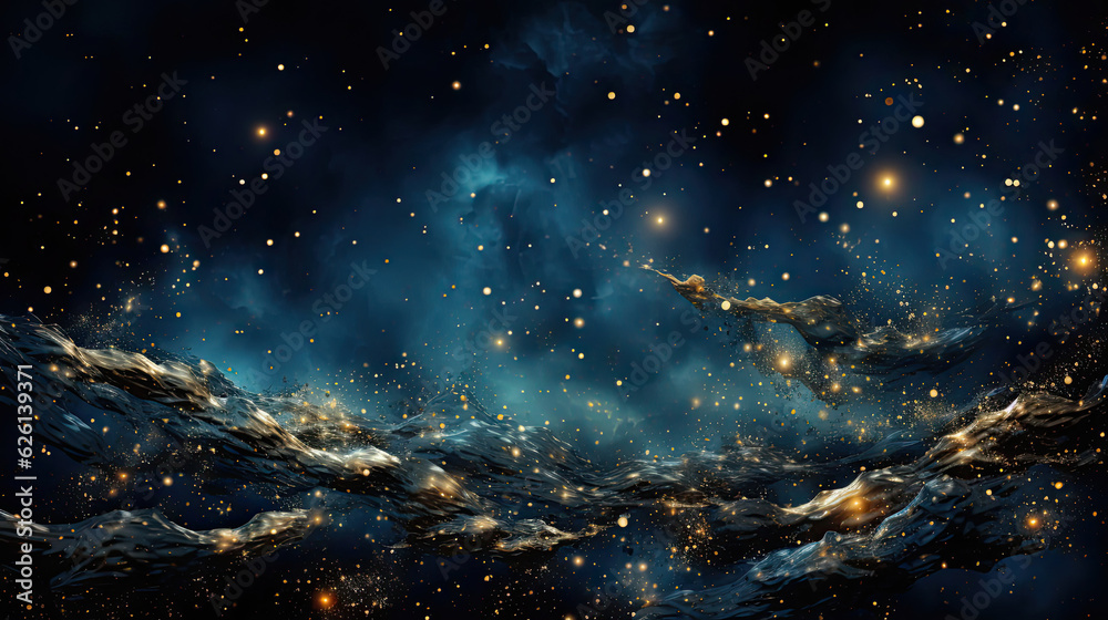 Cosmic and celestial themed abstract background with a deep indigo and ...