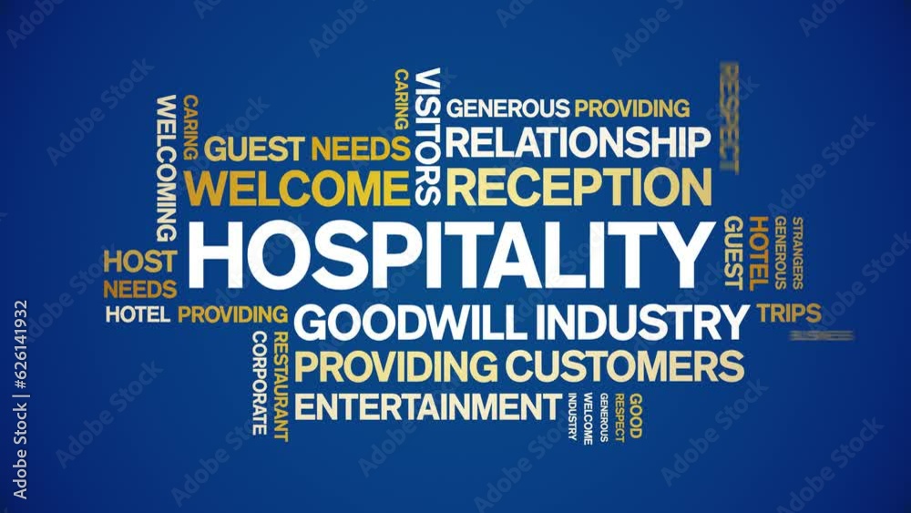 Hospitality animated tag word cloud;text design animation kinetic ...
