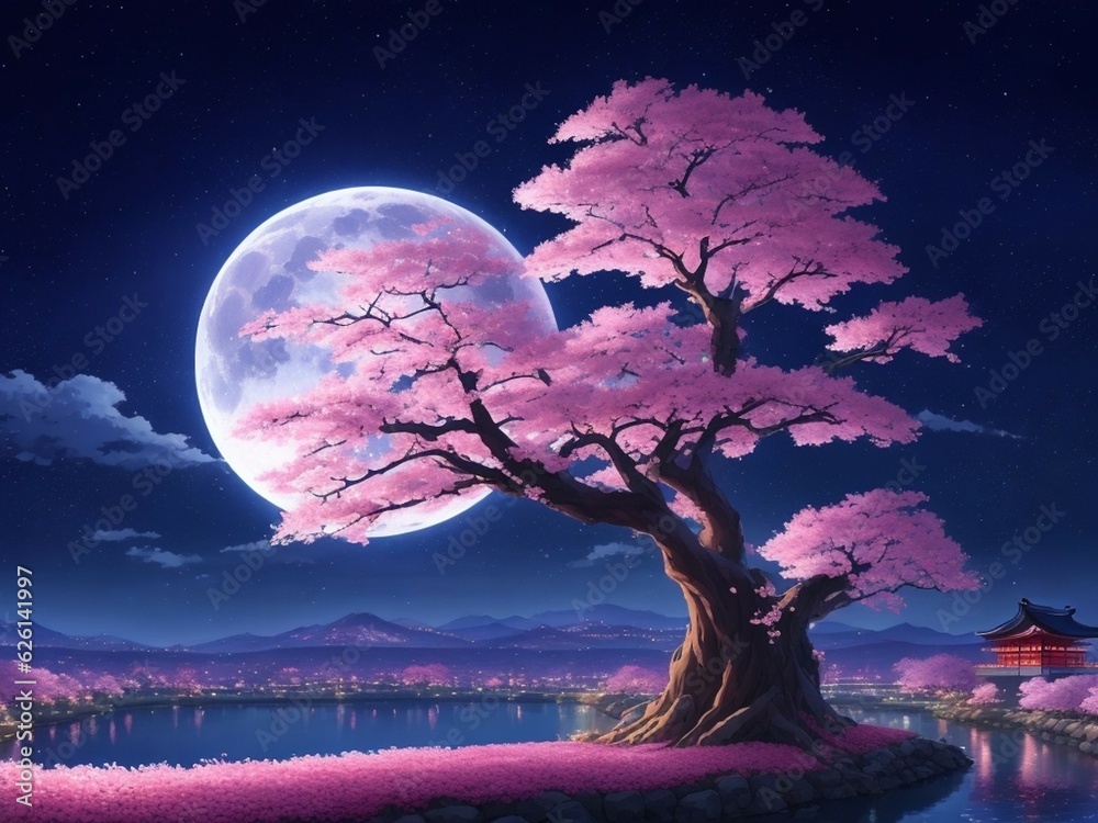 Photo & Art Print Anime beautiful ethereal night nature landscape with ...